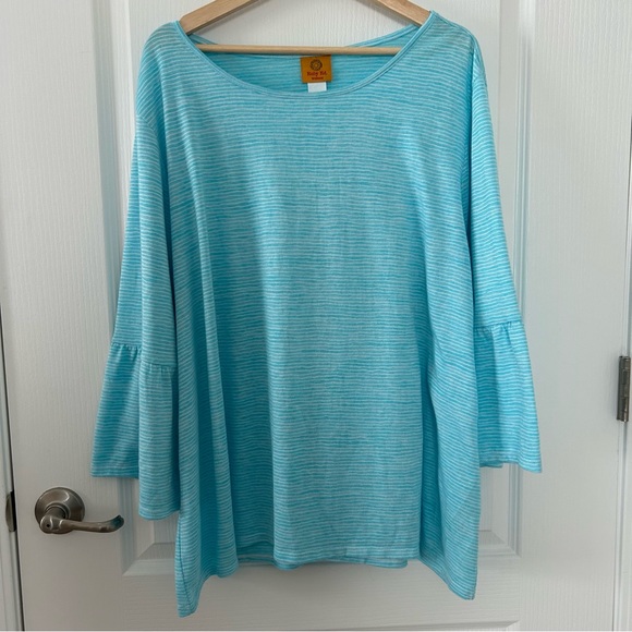 Ruby Rd. | Tops | Ruby Rd 3x Top Blue White Stretch 34 Ruffle Bell ...
